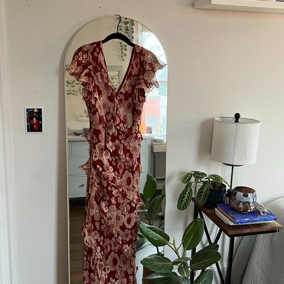Source Unknown | Dresses | Vintage Cream Red Garden Party Dress | Poshmark